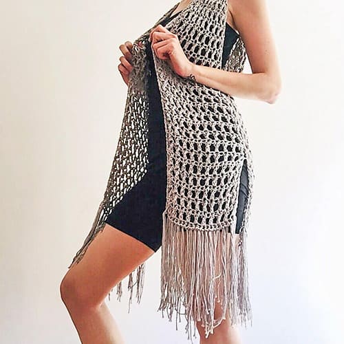 10 Summer Stylish Long Crochet Vest Free Patterns