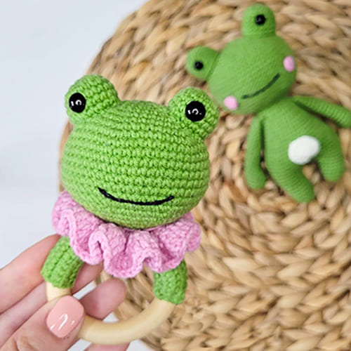 Crochet Frog Baby Rattle Free PDF Pattern