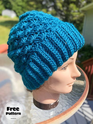 Shell Stitch Free Crochet Hat Pattern