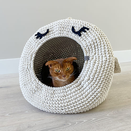 Fish House Crochet Cat Bed Free PDF Pattern