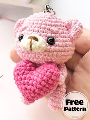 Valentine’s Day Free Crochet Bear Keychain PDF Pattern