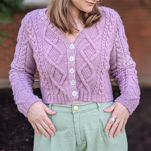 Cropped Cable Knit Cardigan Free Pattern