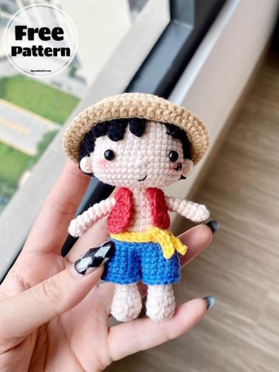 Crochet Tiny Luffy Amigurumi Doll Free PDF Pattern