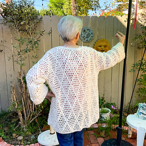 Filet Mesh Crochet Cardigan Free Pattern
