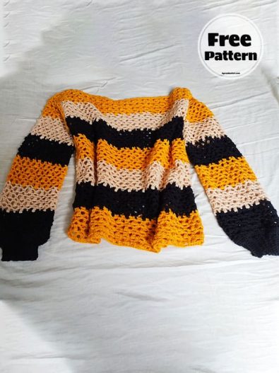 Tricolor Crochet Summer Sweater Pattern Free