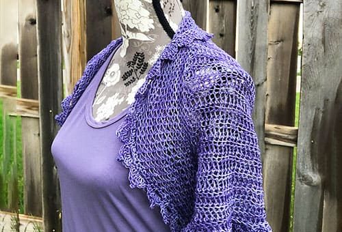 Dark Blue Simple Crochet Shrug Free Pattern