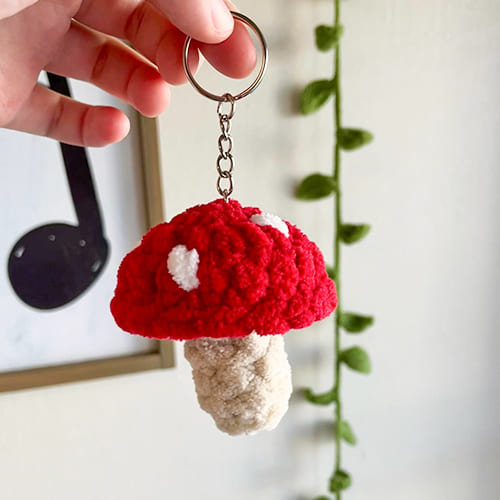 Crochet Mushroom Keychain Free Pattern
