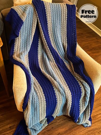 Tricolor Free Summer Blanket Crochet Pattern
