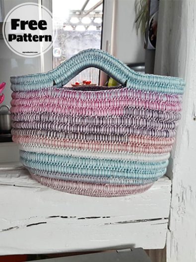 Colorful Crochet Rope Basket Free Pattern