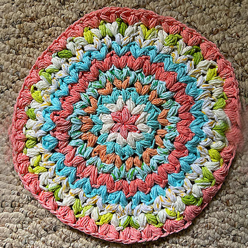 Round Free Simple Crochet Dishcloth Pattern